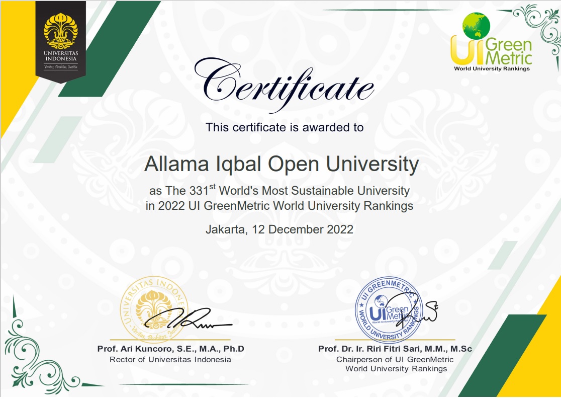 Sustainability And Allama Iqbal Open University Education For All Sustainability And Allama Iqbal Open University Education For All